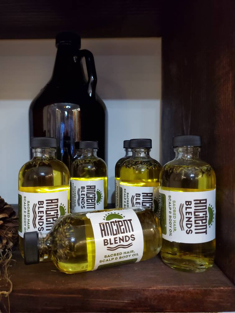 Ancient Blends 'Sacred' Hair, Scalp and Beard Oil...8ozs (medium)